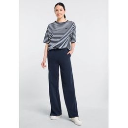 ELBSAND Shirt "Kia" in Dunkelblau/ Wei&szlig; - 62% | Gr&ouml;&szlig;e M | Damen-tops