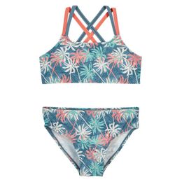 Playshoes Bikini "Palmen" in Blau/ Wei&szlig;/ Orange - 14% | Gr&ouml;&szlig;e 134/140 | Kinder-bademode