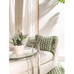 benuta Pure In- & Outdoor Kissen Morty Gr&uuml;n 40x40 cm - Teppich f&uuml;r Balkon, Terrasse & Garten