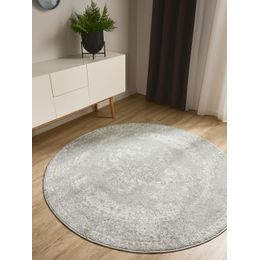 benuta Basic Teppich Sia Taupe &oslash; 120 cm - Vintage-Stil Teppich im Used-Look