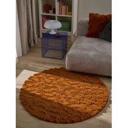benuta Pop - Kunstfell-Teppich Immy Orange &oslash; 120 cm
