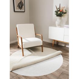 benuta Kurzflor Teppichunterlage Prima Wei&szlig; &oslash; 70 cm rund - Moderner Kurzflor-Teppich f&uuml;r Wohnzimmer