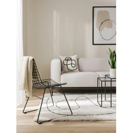 benuta Pop Hochflor Shaggyteppich Louise Schwarz/Wei&szlig; 140x200 cm - Hochflor Teppich f&uuml;r Wohnzimmer