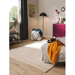 benuta Pop Hochflor Shaggyteppich Ricky Cream 80x150 cm - Bettvorleger f&uuml;r Schlafzimmer