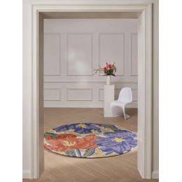Wollteppich Rund Narciso Multicolor/Lila &oslash; 200 cm - Naturfaserteppich aus Wolle