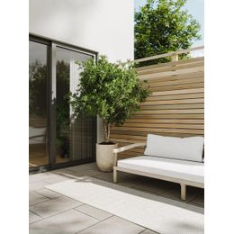 benuta Basic In- & Outdoor-Teppich Kaleo Cream/Grau 70x200 cm - Teppich f&uuml;r Balkon, Terrasse & Garten