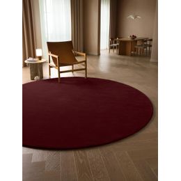 Wollteppich Mono Rot &oslash; 250 cm rund - Naturfaserteppich aus Wolle