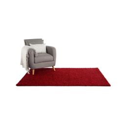 benuta Hochflor Shaggyteppich Swirls Dunkelrot 133x190 cm - Hochflor Teppich f&uuml;r Wohnzimmer