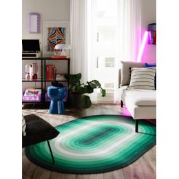 benuta Pop Waschbarer Kurzflor Teppich Anko Gr&uuml;n 140x200 cm - Moderner Kurzflor-Teppich f&uuml;r Wohnzimmer
