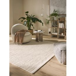 benuta Pure Wollteppich Rocco Cream 200x200 cm - Naturfaserteppich aus Wolle