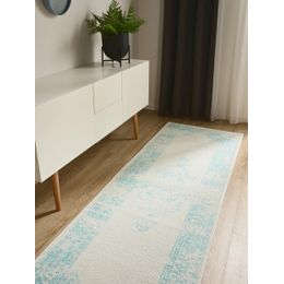 benuta Basic L&auml;ufer f&uuml;r Flur Sia Cream/T&uuml;rkis 80x240 cm