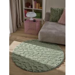 benuta Pop - Kunstfell-Teppich Immy Gr&uuml;n &oslash; 120 cm