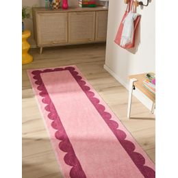 benuta Pop Waschbarer Kurzflor Teppich Frame Pink 70x240 cm - Moderner Kurzflor-Teppich f&uuml;r Wohnzimmer