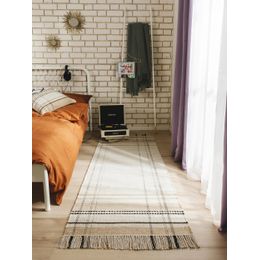benuta Pop Wollteppich L&auml;ufer f&uuml;r Flur Bahati Beige 70x200 cm - Naturfaserteppich aus Wolle