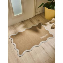benuta Fu&szlig;matte Curl Hellbraun 50x80 cm - Moderner Kurzflor-Teppich f&uuml;r Wohnzimmer