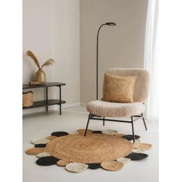 benuta Pure Juteteppich Jutta Hellbraun/Schwarz &oslash; 120 cm - Naturfaserteppich aus Jute
