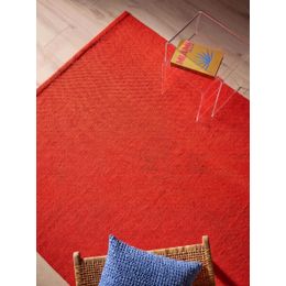 Baumwollteppich Joy Rot 120x170 cm - Moderner Kurzflor-Teppich f&uuml;r Wohnzimmer