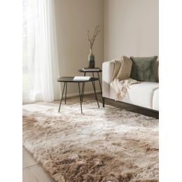 benuta Nest Hochflor Shaggyteppich Whisper Beige/Hellbraun 80x150 cm - Bettvorleger f&uuml;r Schlafzimmer