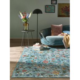benuta Nest Waschbarer Kurzflor Teppich Milly Multicolor/T&uuml;rkis 80x150 cm - Bunter Teppich f&uuml;r Wohnzimmer