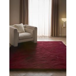 benuta Finest Hochflor Shaggyteppich Lux Bordeaux 200x200 cm - Hochflor Teppich f&uuml;r Wohnzimmer