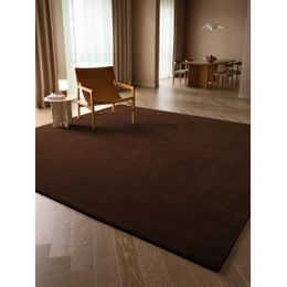 Wollteppich Mono Dunkelbraun 300x300 cm - Naturfaserteppich aus Wolle