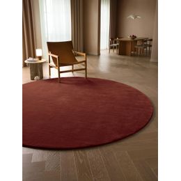 Wollteppich Mono Terracotta &oslash; 250 cm rund - Naturfaserteppich aus Wolle