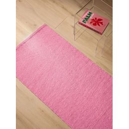 Baumwollteppich Joy Rosa 70x200 cm - Moderner Kurzflor-Teppich f&uuml;r Wohnzimmer