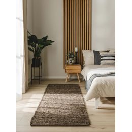 benuta Pure Wollteppich Finn Braun 70x200 cm - Naturfaserteppich aus Wolle