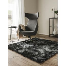 benuta Nest Hochflor Shaggyteppich Whisper Anthrazit 200x200 cm - Hochflor Teppich f&uuml;r Wohnzimmer