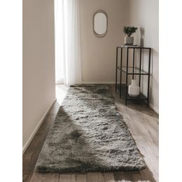 benuta Nest Hochflor Shaggyteppich Whisper Grau 80x300 cm - Bettvorleger f&uuml;r Schlafzimmer