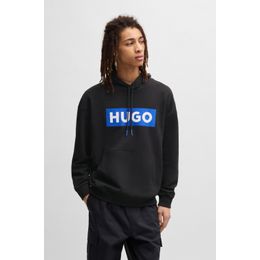 Kapuzensweatshirt Hugo "Nalves", Damen, Gr. XL, schwarz (schwarz001), Sweatware, Obermaterial: 100% Baumwolle, unifarben, regular fit h&uuml;ftlang, B&uuml;ndchen, Sweatshirts, mit gro&szlig;em Logo-Druck, Unisex