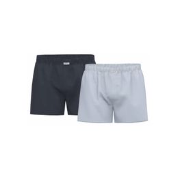 Webboxer Seidensticker "Web-Boxershorts 2er Pack", Herren, Gr. L, bunt (blau), Obermaterial: 100% Baumwolle CO., Unterhosen