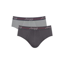 Slip Sloggi "Slip Start midi C2P box 2er Pack", Herren, Gr. XL, bunt (grau, schwarz), Obermaterial: 96% Baumwolle CO. 4% Elasthan EL., Unterhosen Slip