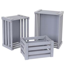 MCW HOLZKISTE 3ER-SET Grau 3er-Set-Set