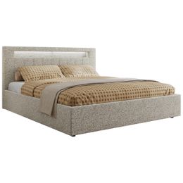 POLSTERBETT GOLD 5 CLASSIC 160/200 - Hellgrau Strukture - Schaum-Matratze
