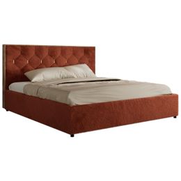 POLSTERBETT LARINO CLASSIC 180/200 - Orange Pl&uuml;sch - Schaum-Matratze