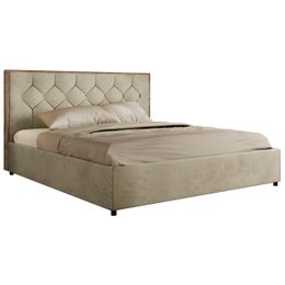 POLSTERBETT LARINO CLASSIC 160/200 - Beige Velvet - Schaum-Matratze