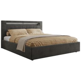 POLSTERBETT GOLD 5 CLASSIC 180/200 - Dunkelgrau Velvet - Schaum-Matratze