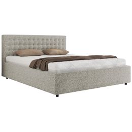 POLSTERBETT PAVO CLASSIC 180/200 - Hellgrau Strukture - Schaum-Matratze