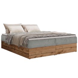 BOXBETT WOOD ZERO 140/200 - Hellgrau Cord - H3 - Topper T25
