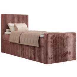 BOXBETT TILIANO DUO 90/200 - Rosa Cord - H3 - Topper Visco - Links Seite