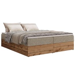 BOXBETT WOOD ZERO 180/200 - Dunkelbeige Struktur - H3 - Topper Visco