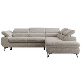 ECKSOFA PABLO L Hellgrau Struktur - Rechts Seite mit T25 Topper