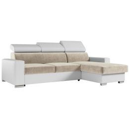 ECKSOFA FOX-L Beige/Wei&szlig;
