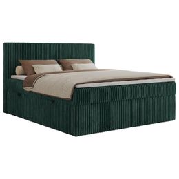 BOXSPRINGBETT TILIANO 200/200 - Dunkelgr&uuml;n Cord - H4