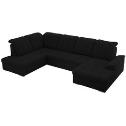 WOHNLANDSCHAFT MADRITO U - Schwarz Boucle - Links