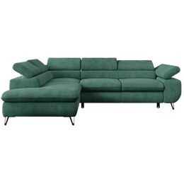 ECKSOFA PETER L Gr&uuml;n Struktur - Links Seite