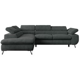 ECKSOFA PETER L Dunkelgrau Struktur - Links Seite