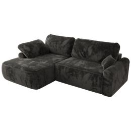 ECKSCHLAFSOFA CUBO L Dunkelgrau Pl&uuml;sch - links