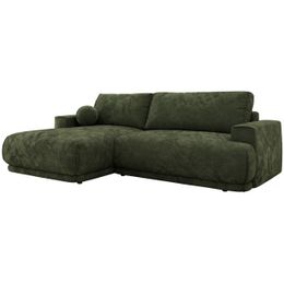 ECKSCHLAFSOFA RINA L Dunkelgr&uuml;n Schenille glatt - links